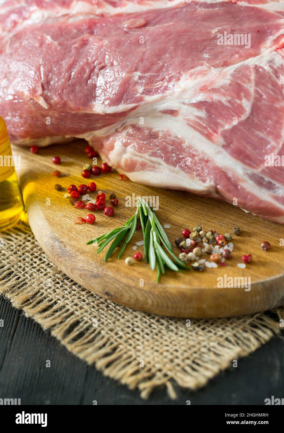 Cooking raw big pork spices hi-res stock photography and images - Alamy