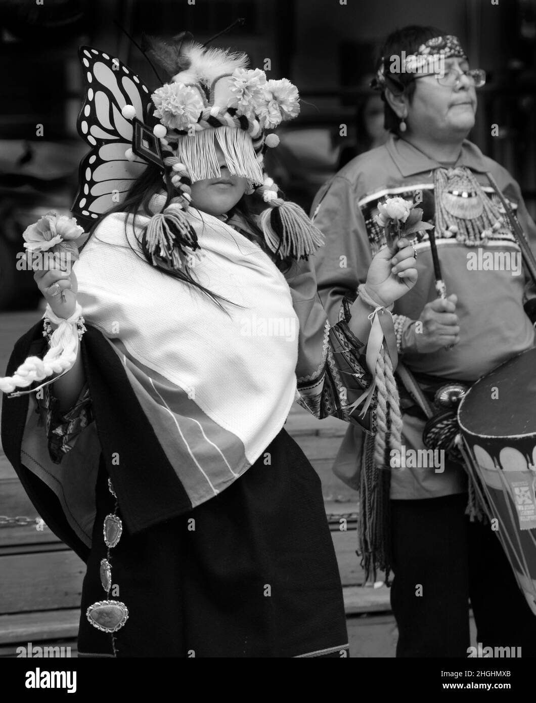 Members of a Native American dance group from Zuni Pueblo perform a ...
