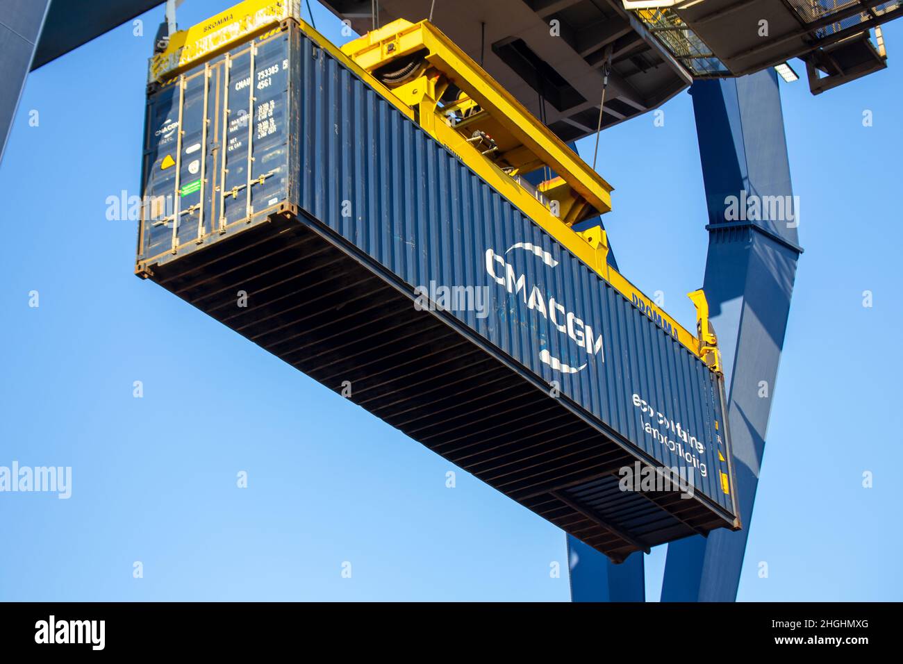 Container handling at the Port of Mannheim, Germany Stock Photo - Alamy