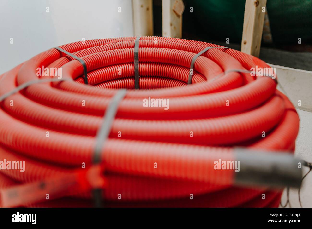 PVC Sewer Tube Lying on Construction Site Stock Photo - Alamy