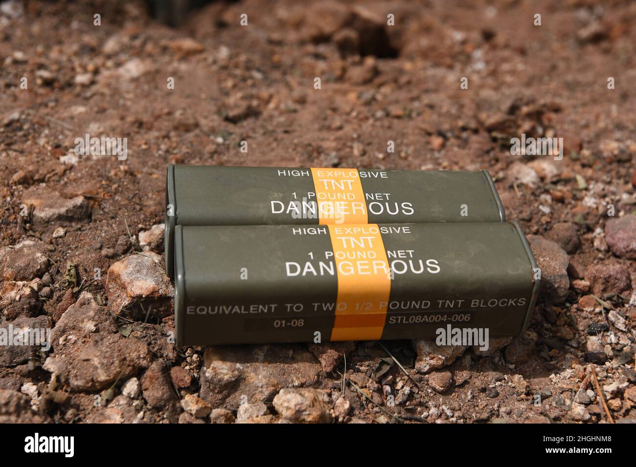 TNT awaits use in a large scale detonation of landmines and unexploded ...