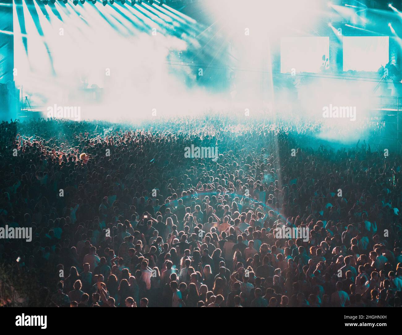 concert and festival background crowd of people partying Stock Photo ...