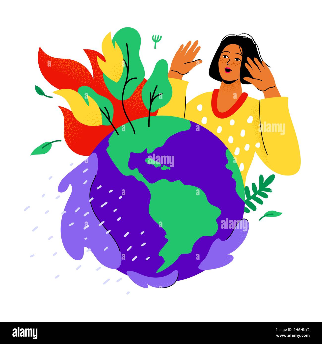 Global warming - colorful flat design style illustration with a trendy ...