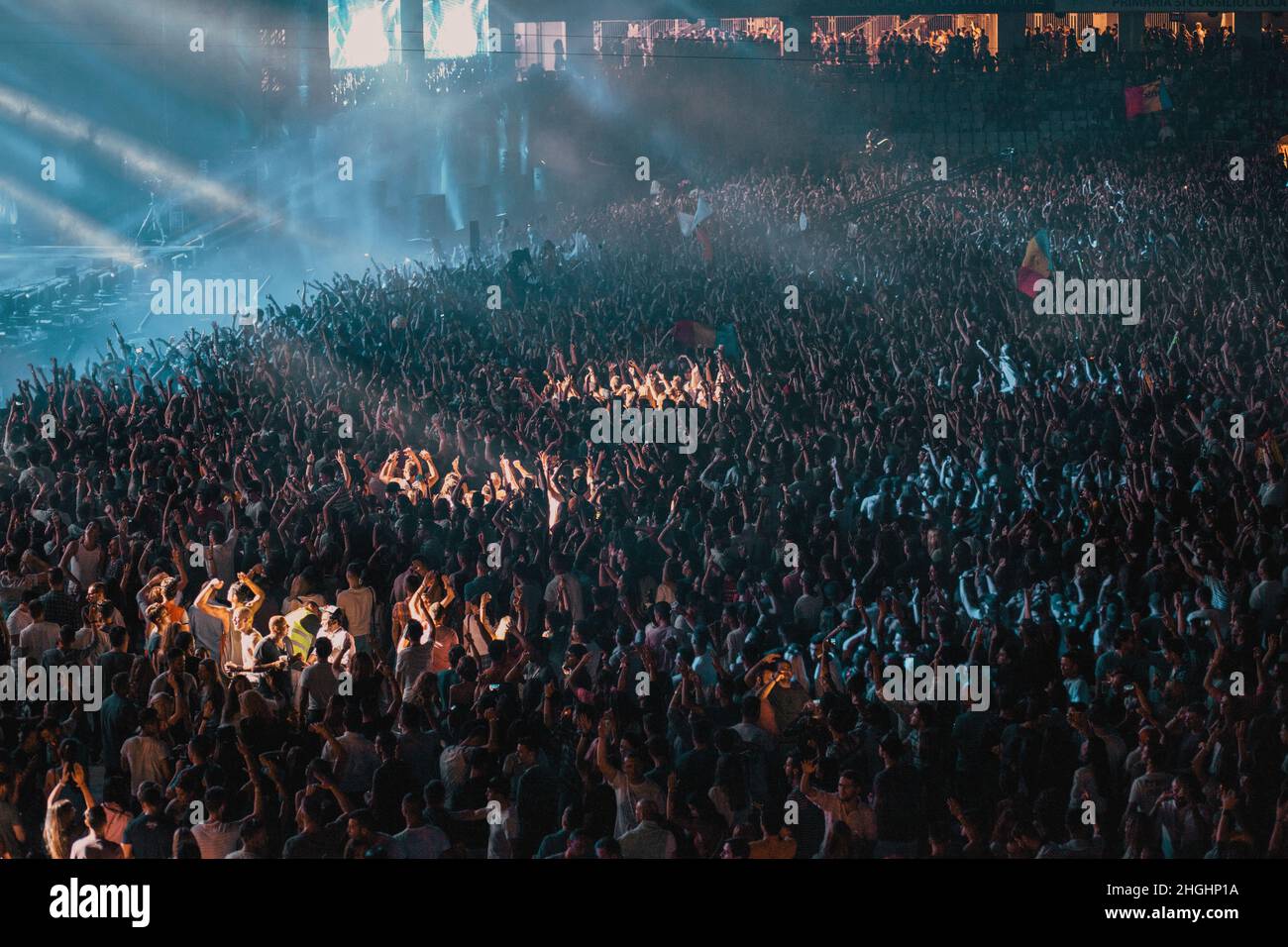 concert and festival background crowd of people partying Stock Photo ...