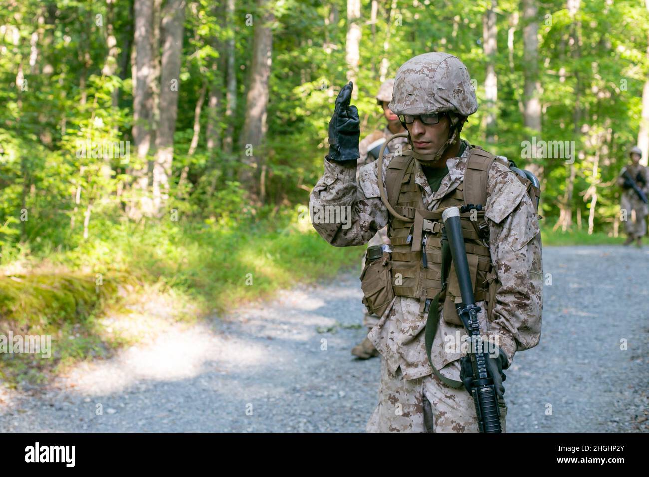 A U.S. Marine Corps officer candidates conduct the Small Unit ...