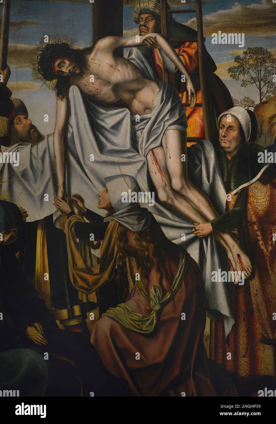 Workshop or Circle of Quentin Matsys (1466-1530). Flemish painter. Triptych of the Descent from ...