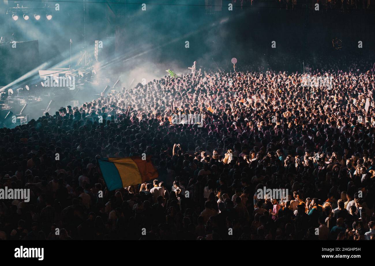 concert and festival background crowd of people partying Stock Photo ...