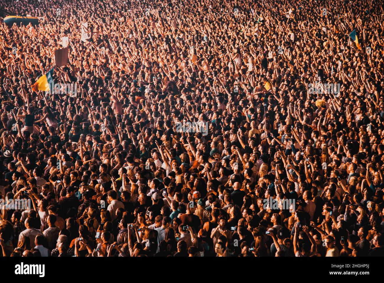 concert and festival background crowd of people partying Stock Photo ...