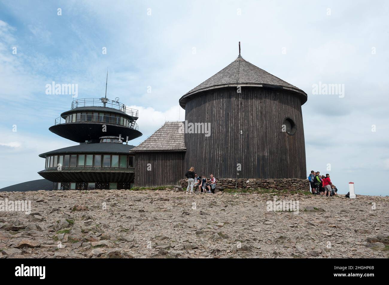 The Polish meteo observatory on Śnieżka, Lower Silesian Voivodeship, in ...