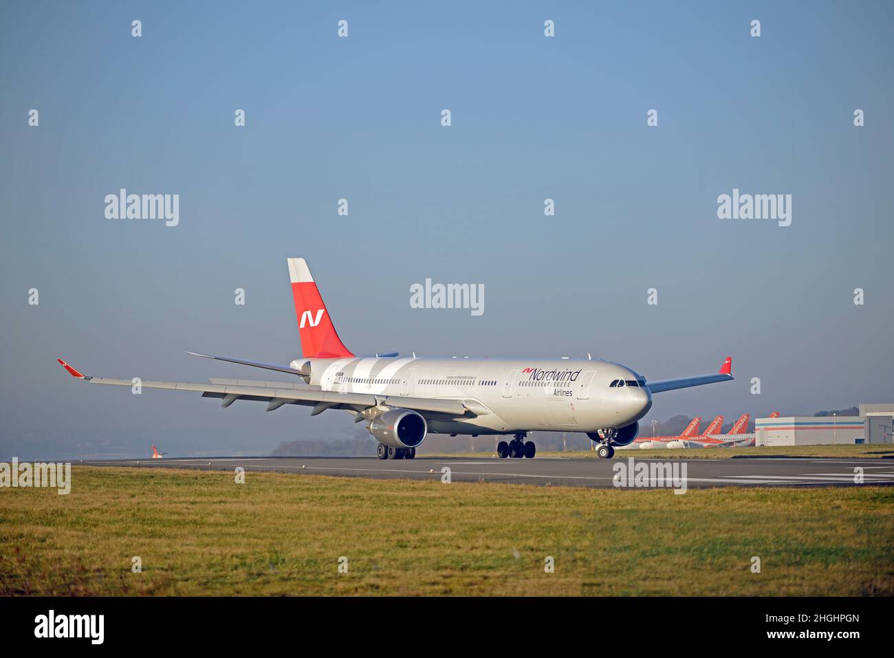 NORDWIND AIRBUS A330 arriving on runway 09 at Liverpool John Lennon ...