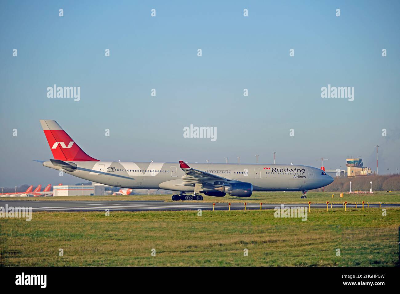 NORDWIND AIRBUS A330 arriving on runway 09 at Liverpool John Lennon ...