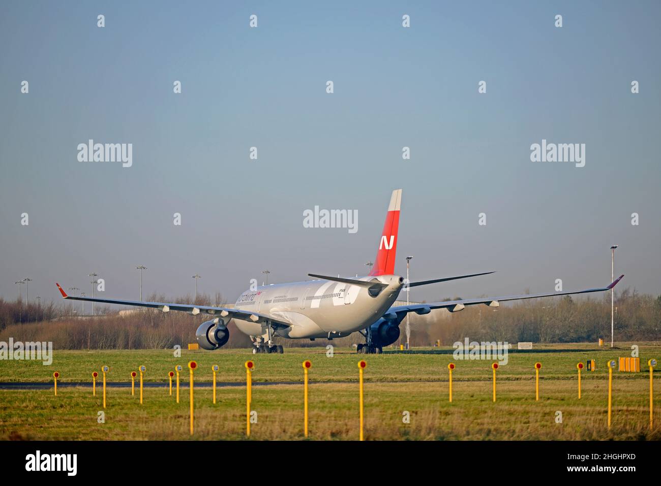 NORDWIND AIRBUS A330 arriving on runway 09 at Liverpool John Lennon ...