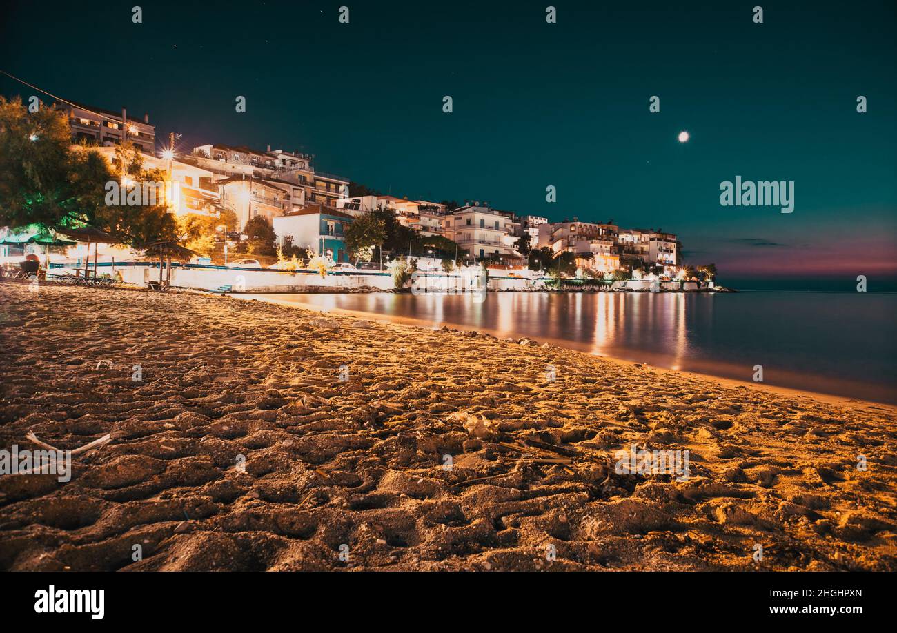 village of Skala Marion by night Thassos island Greece Stock Photo - Alamy