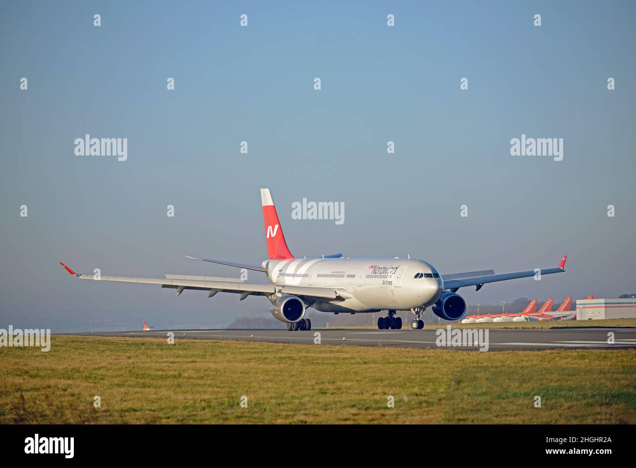 NORDWIND AIRBUS A330 arriving on runway 09 at Liverpool John Lennon ...