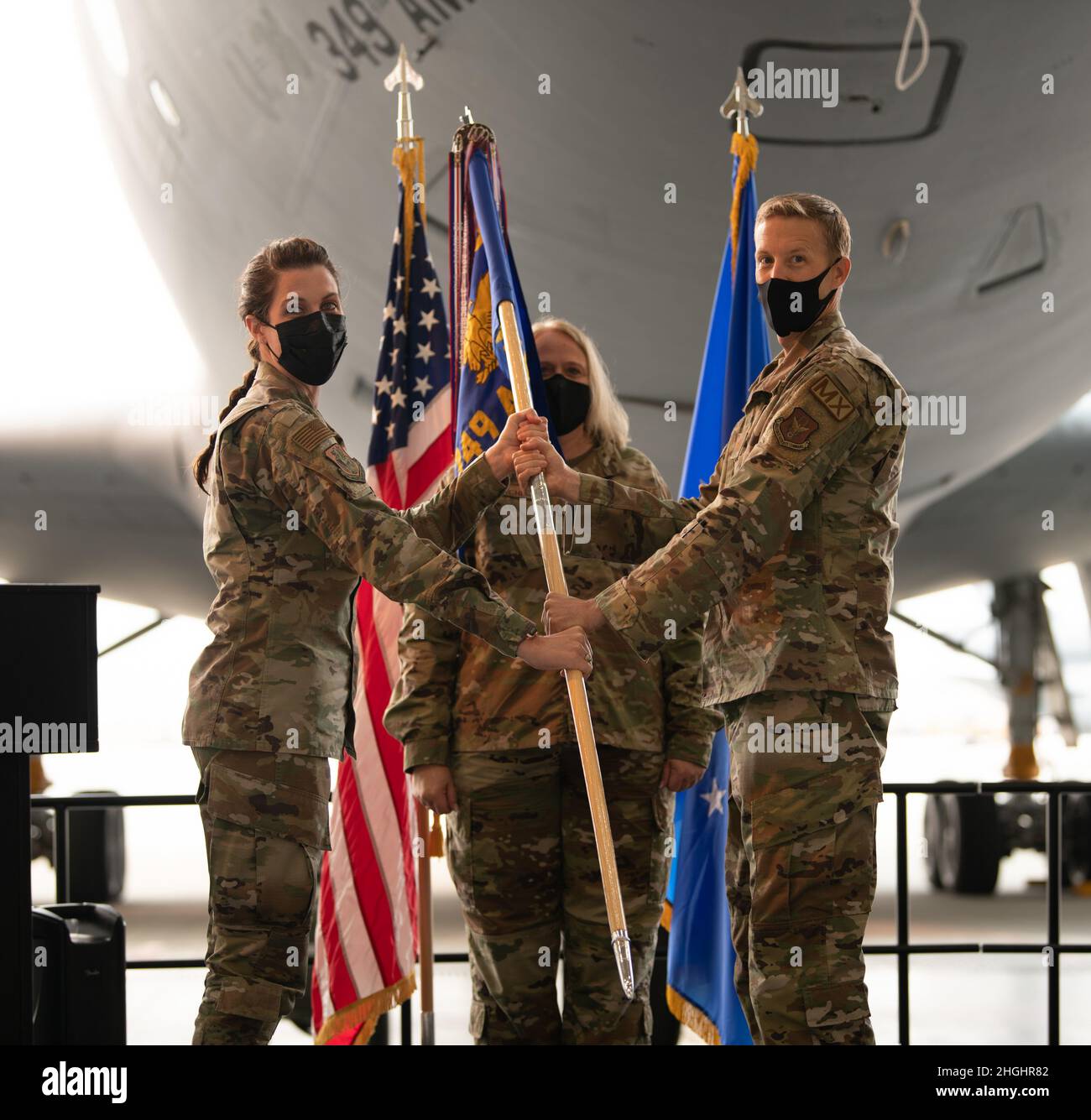 Col. Erin C. Cook hands the 749th Aircraft Maintenance Squadron guidon ...
