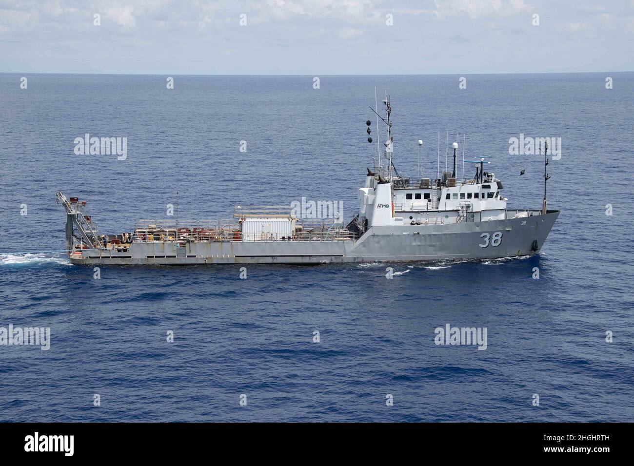 The Trials and Research Vessel NAWC 38 tows an explosive charge during ...