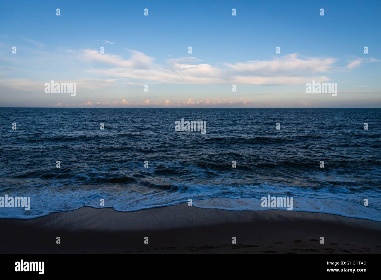Landscape beach ocean view of Praia Novo Prado late afternoon at Prado ...