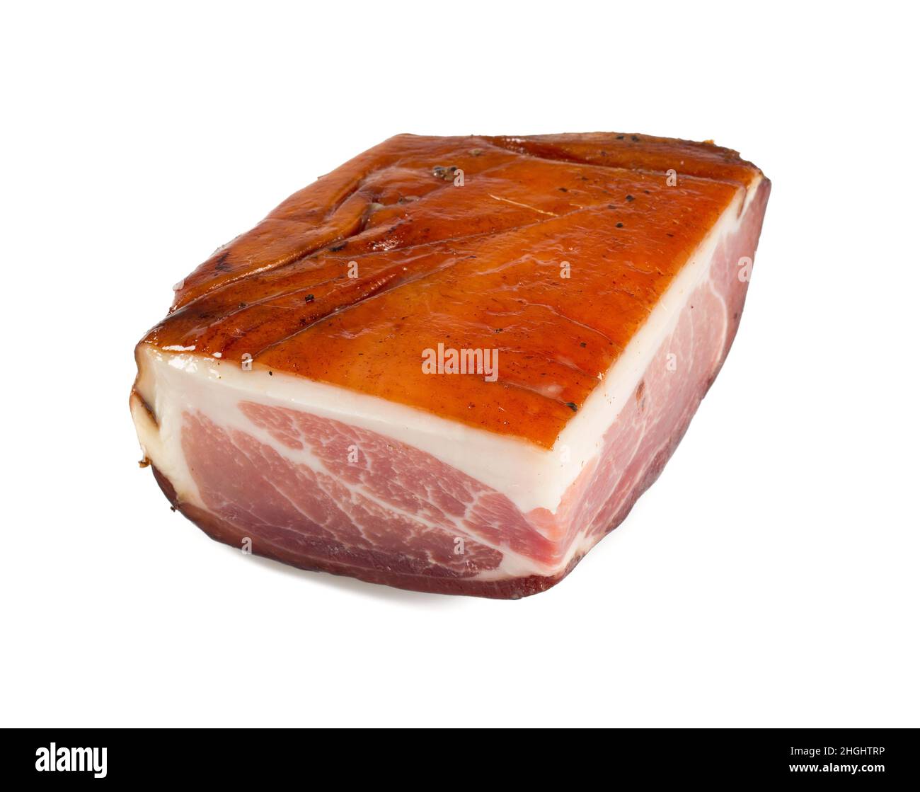 italian speck isolated on white background Stock Photo - Alamy