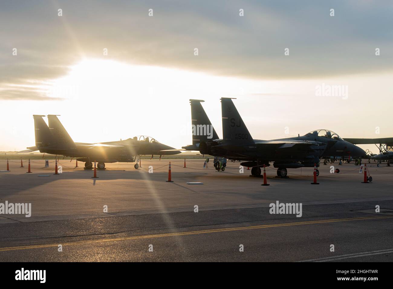 Two twin F-15E Strike Eagle sit patiently waiting on the Laughlin Air ...