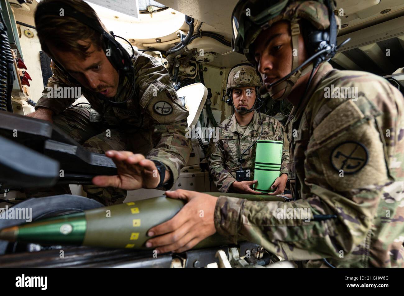 U.S. Army cannon crew members Staff Sgt. Adam Brenner, a Howitzer ...