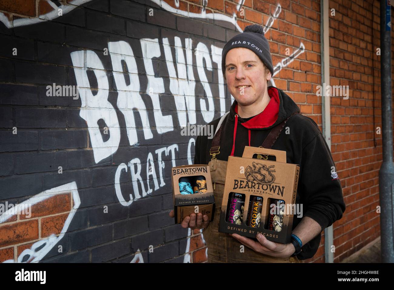 UK, England, Cheshire, Congleton, Beartown Brewery head Brewer Robin ...