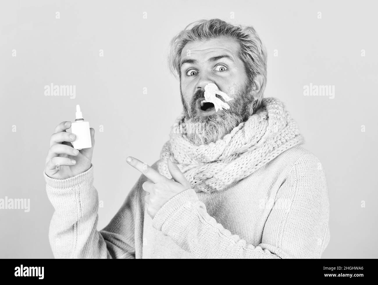 Cold flu remedies. Runny nose recovery. Health care concept. Runny nose ...