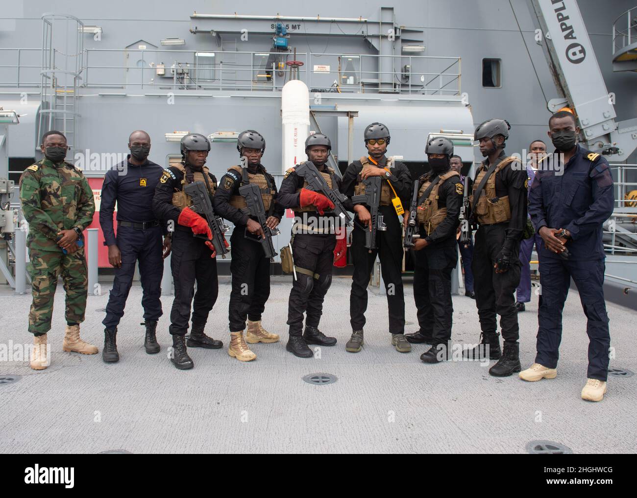 210809-N-LK647-0260 GULF OF GUINEA (Aug. 9, 2021) Nigerian Navy sailors ...