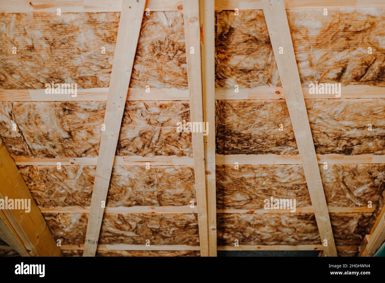 attic insulation with mineral wool Stock Photo - Alamy