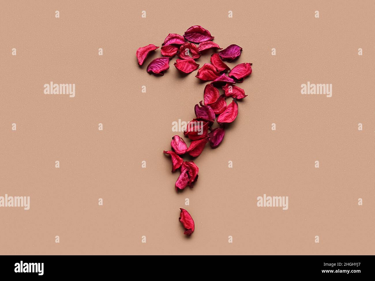 Question mark made of flowers petals on color background Stock Photo ...