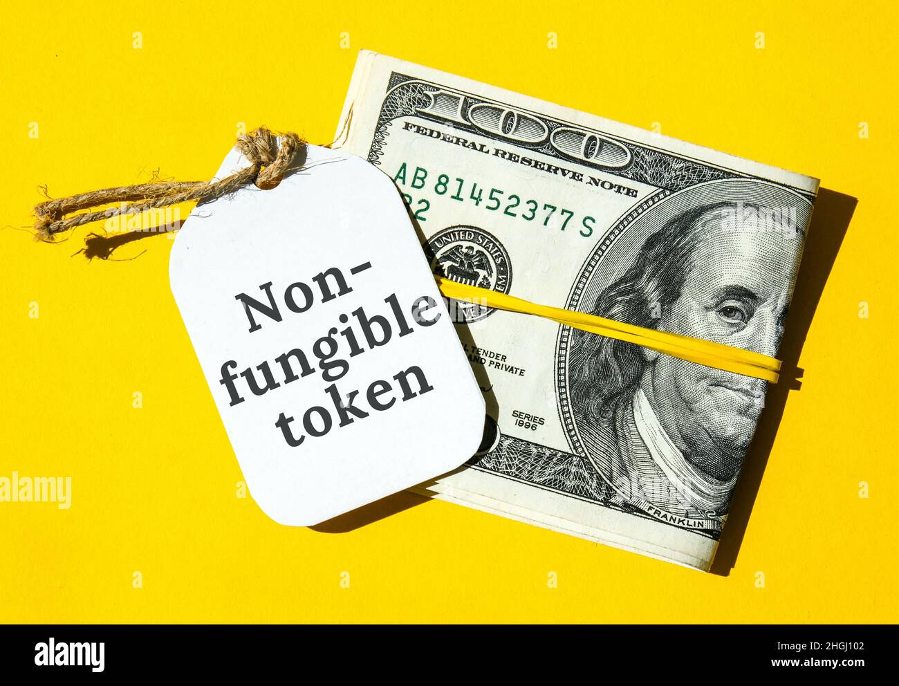 NFT non-fungible token text. Concept words NFT non-fungible token on ...