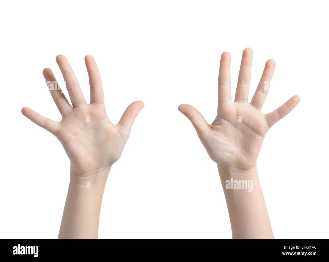 Child's hands on white background Stock Photo - Alamy