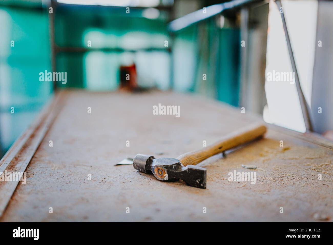 Steel Hammer Lying on Scaffolding Stock Photo - Alamy
