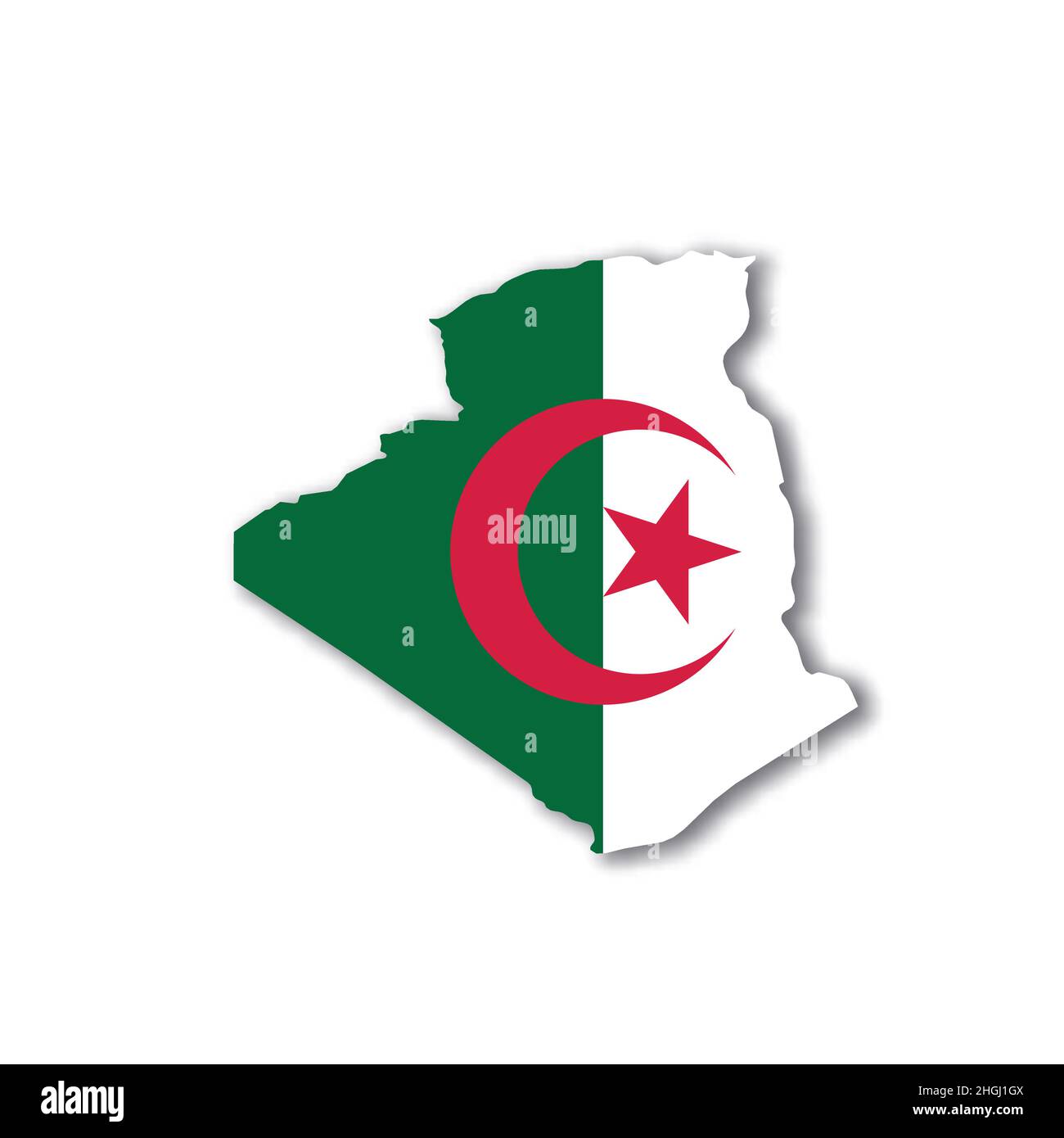 Algeria national flag in a shape of country map Stock Vector Image ...