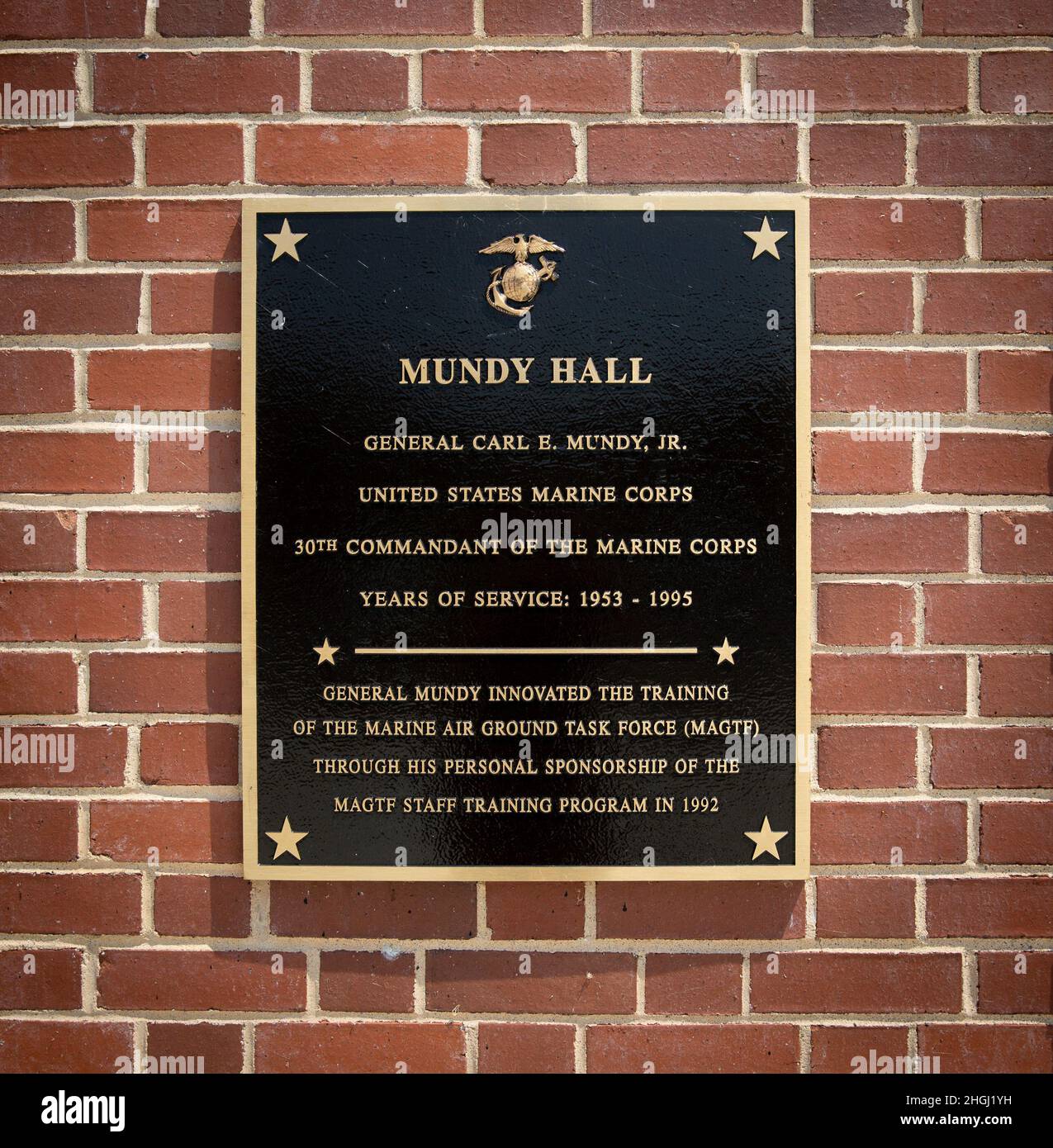 The plaque honoring Gen. Carl E. Mundy Jr., 30th Commandant of the ...