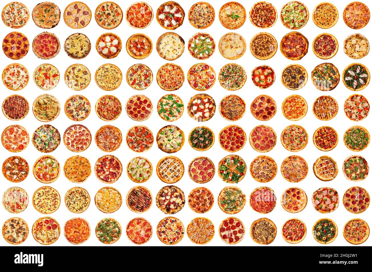Isolated assorted variety of pizza group collage Stock Photo - Alamy