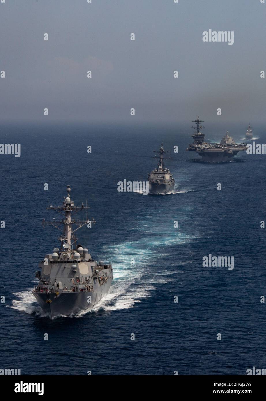 PACIFIC OCEAN (Aug. 11, 2021) Ships assigned to Carrier Strike Group ...