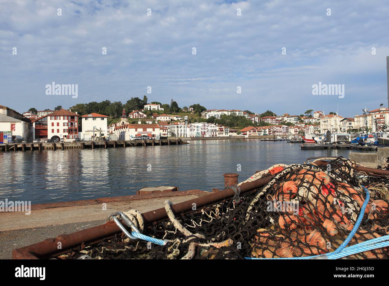 The picturesque fishing harbour of St Jean de Luz with Ciboure in the ...
