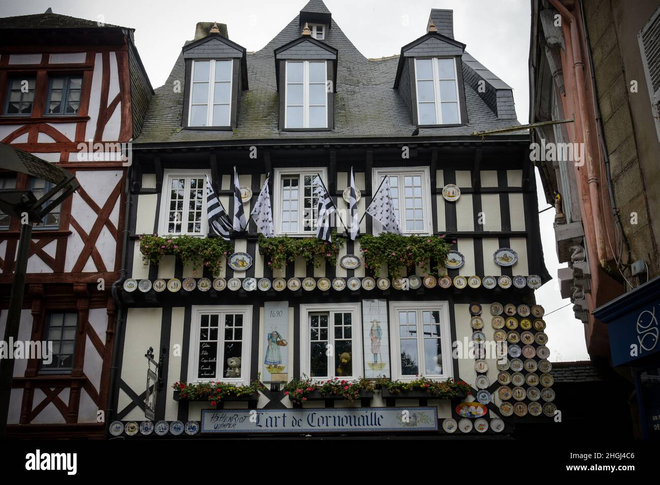 SEPTEMBER 2021 - QUIMPER - FRANCE: View on the street of the city of ...