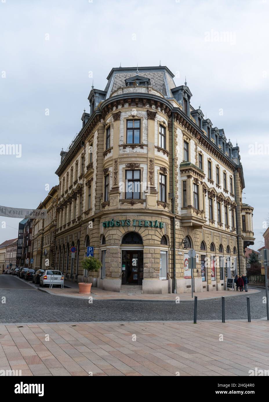 Building with beautiful ornamental facade in town of Pecs, Hungary ...