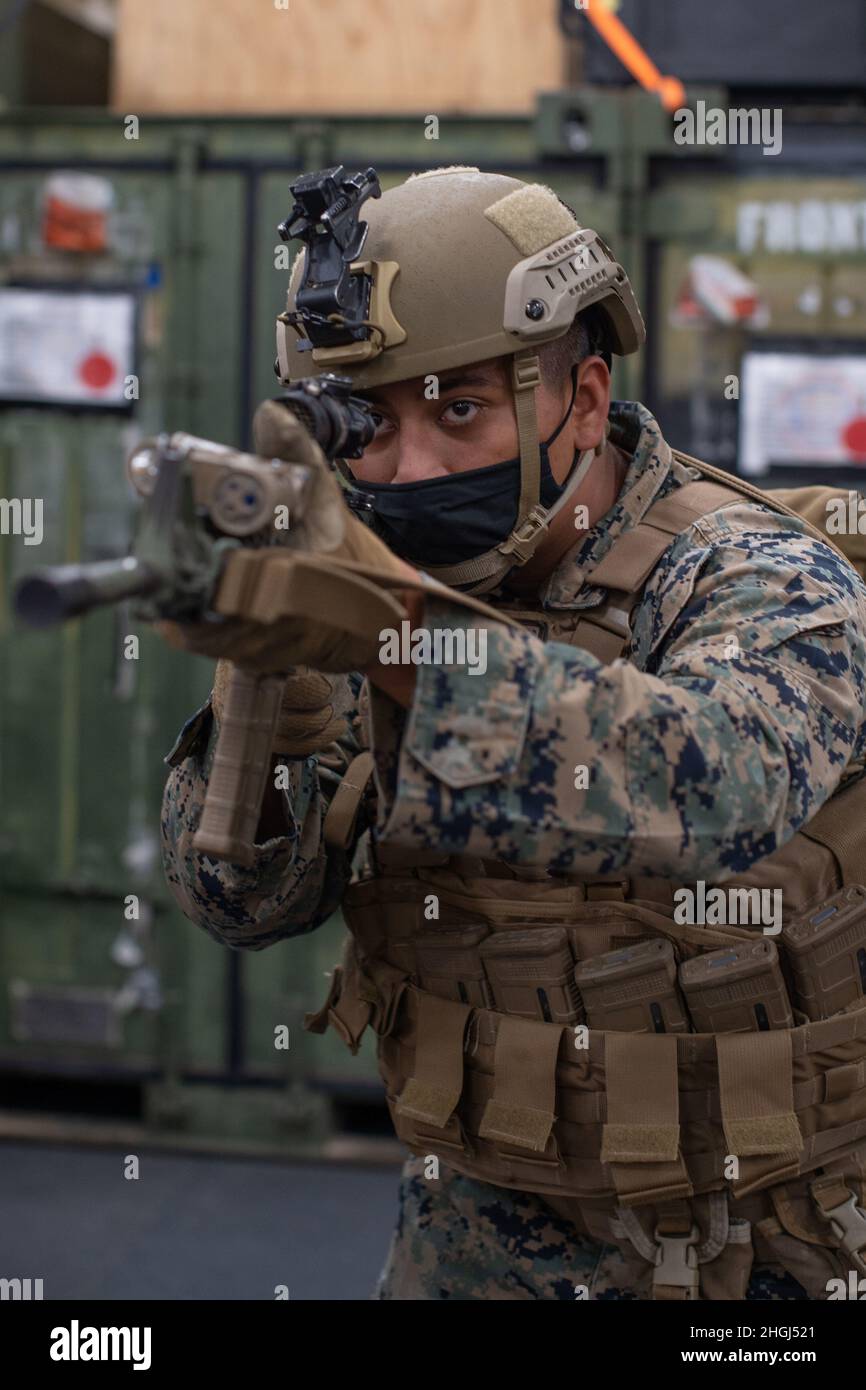 PACIFIC OCEAN (Aug. 12, 2021) U.S. Marine Corps Lance Cpl. David Rivera ...
