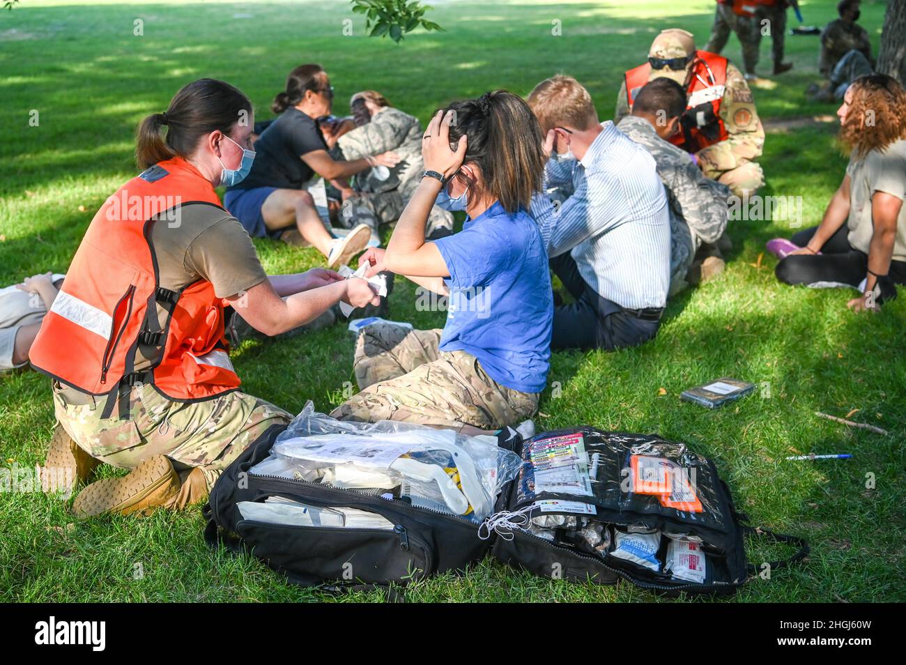 Members from 75th Medical Group triaging simulated victims during a ...