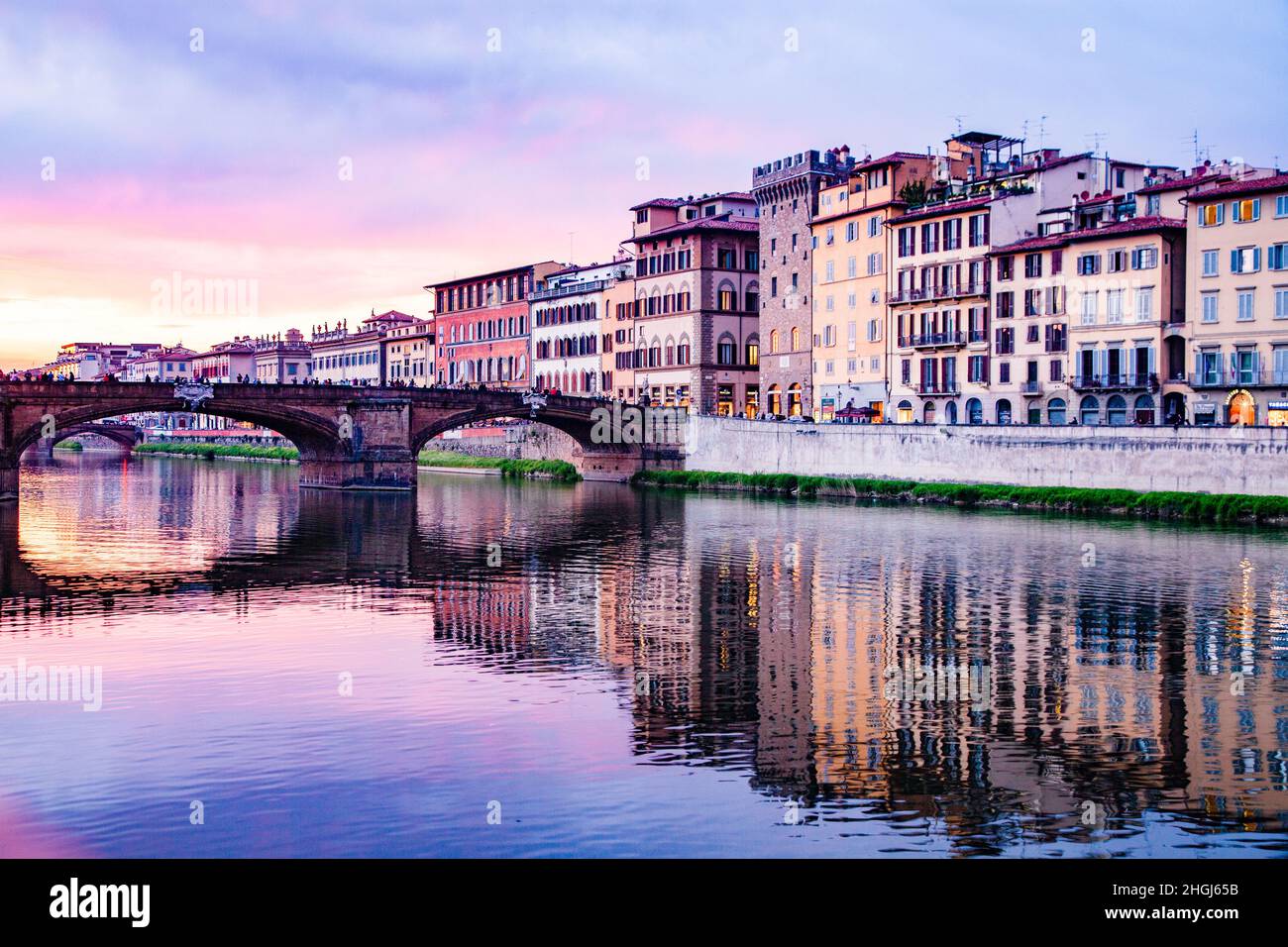 amazing sunset over Ponte Vecchio Florence Italy Stock Photo - Alamy