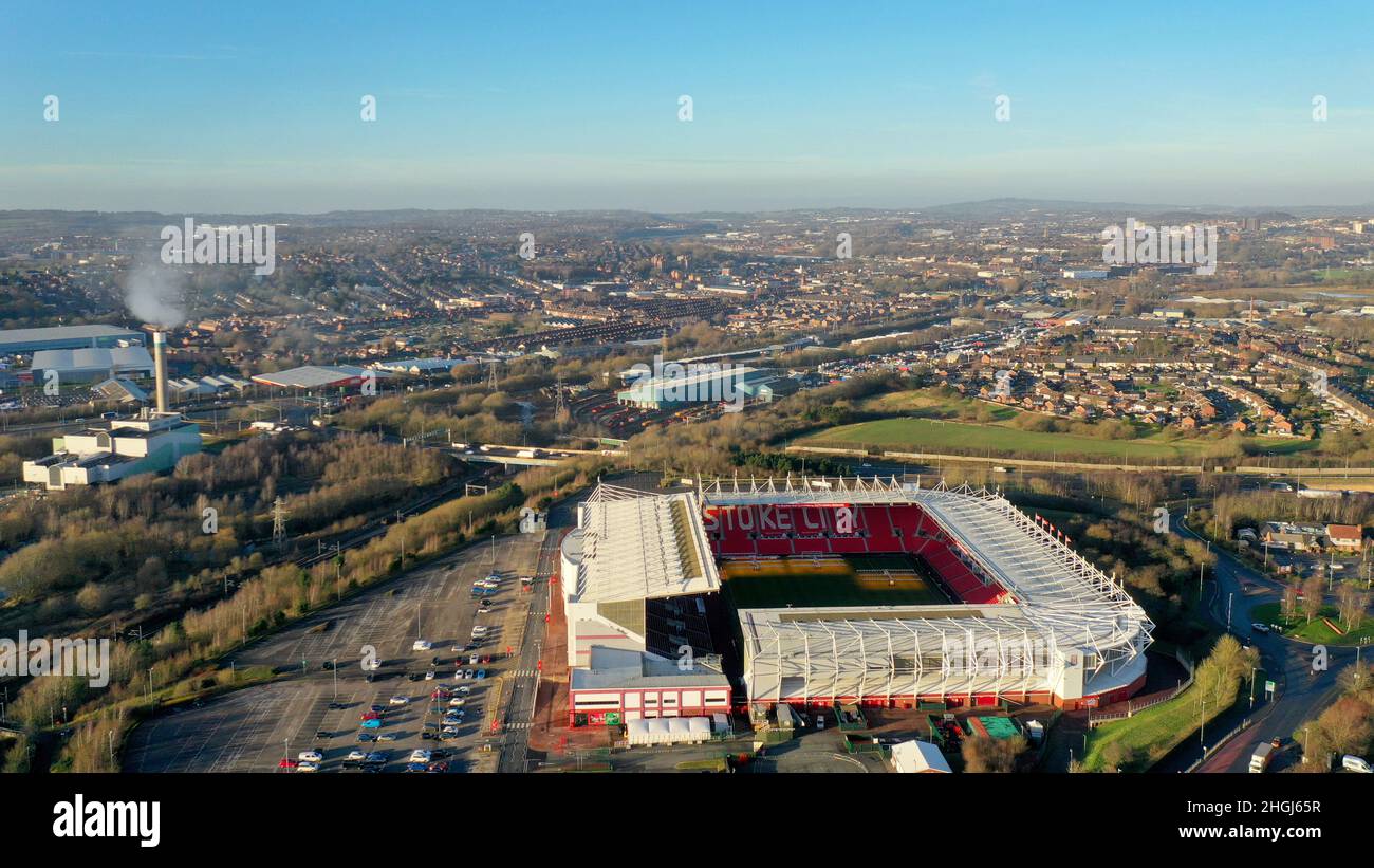 Aerial view of The Britannia Stadium, Stoke City Football Club, Stoke ...
