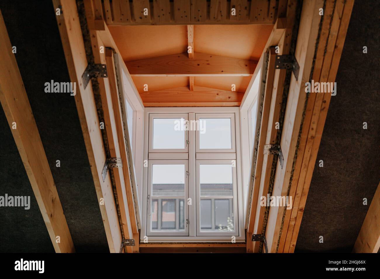 Close up of Window being Renovating at Attic Stock Photo - Alamy