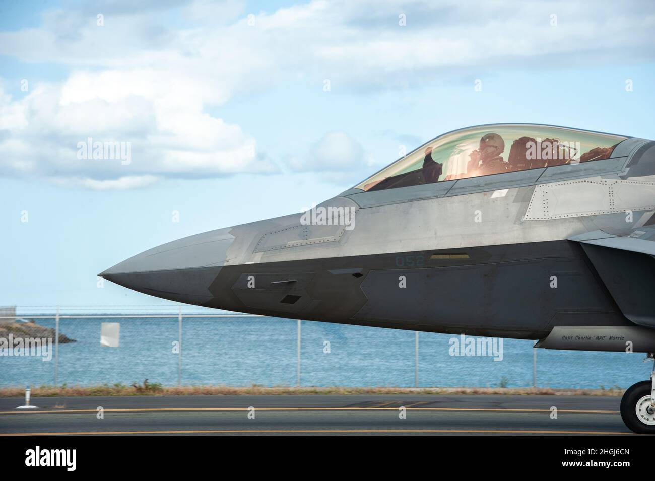 A Hawaii Air National Guard F-22 Raptors taxis down the flight line Aug ...