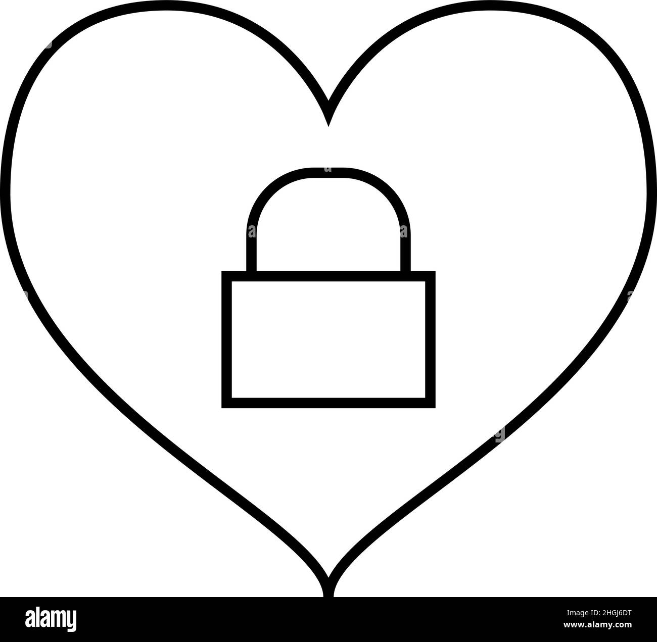Locked Heart Outline Icon Vector Stock Vector Image & Art - Alamy