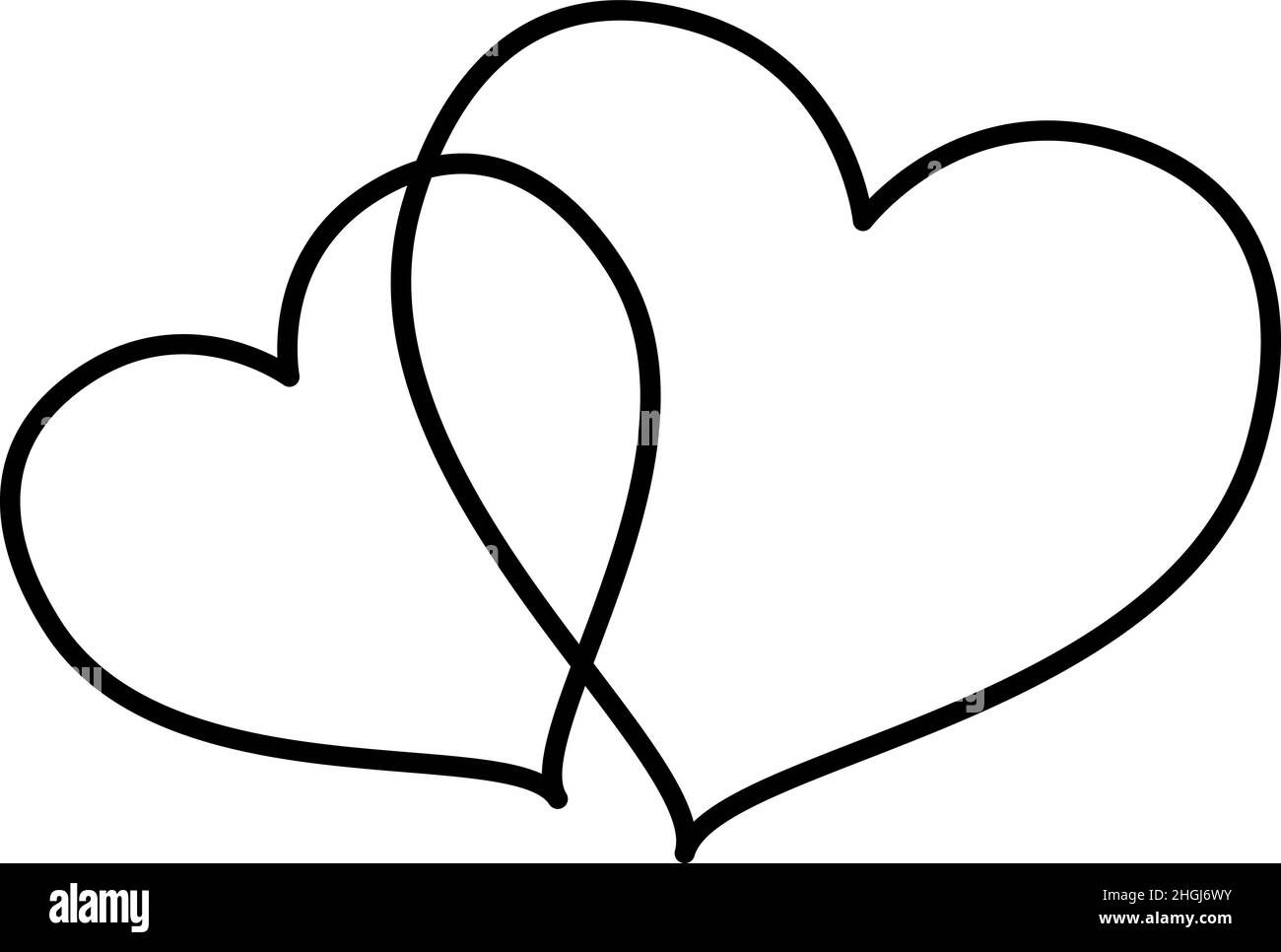 Two heart isolated vector Black and White Stock Photos & Images - Alamy