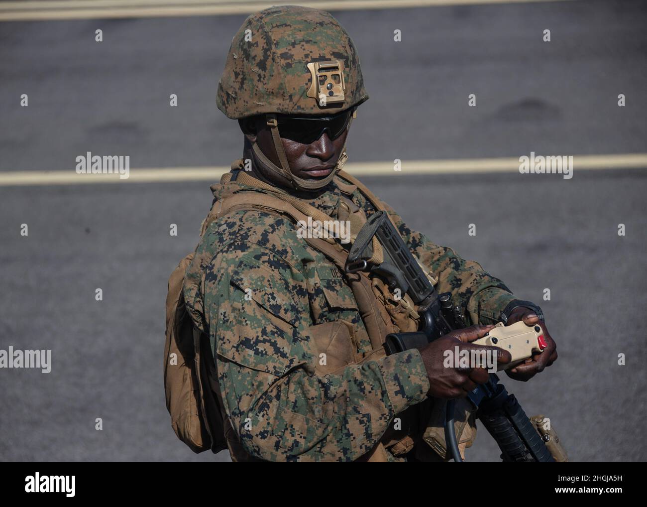 Pfc. Guerby Destine, 22, number two cannon cocker with 1st Battalion ...