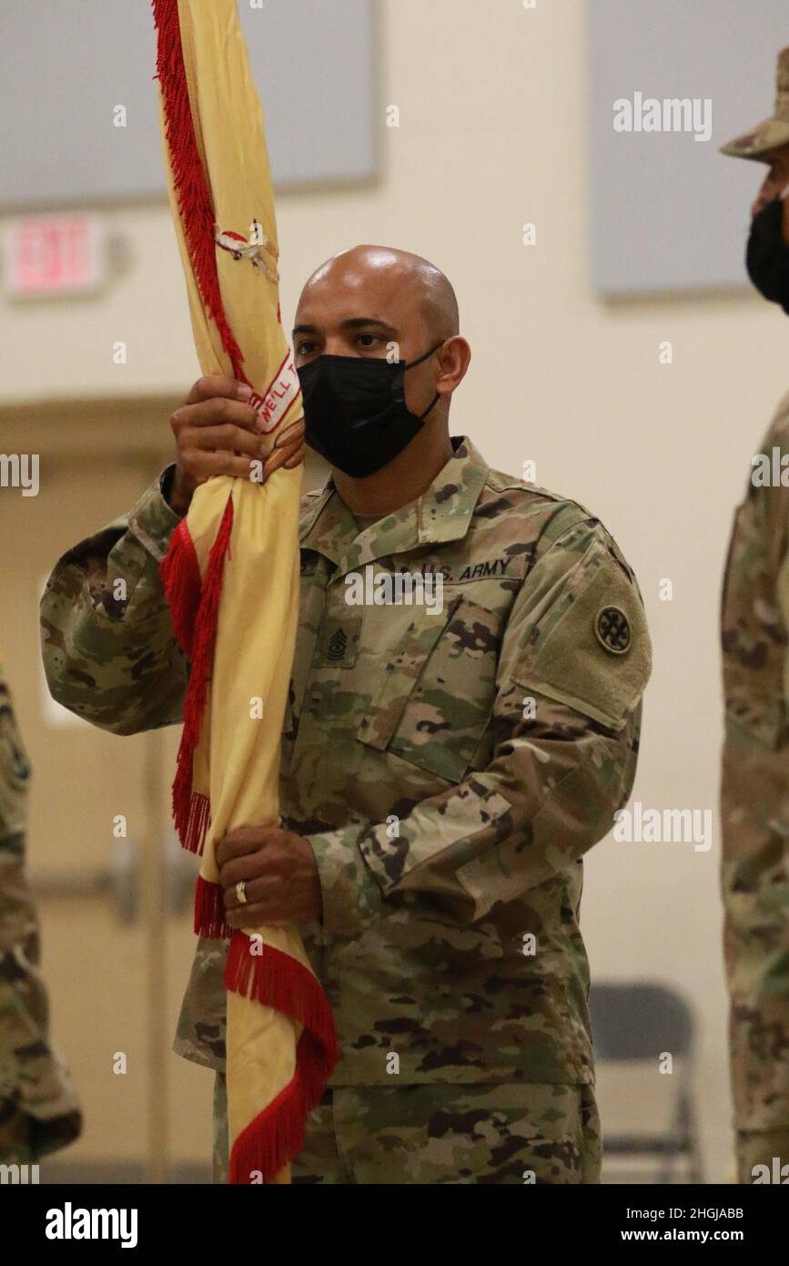 U.S. Army Reserve Sgt. Maj. Ramiro Barajas Jr. holds the 319th Combat ...