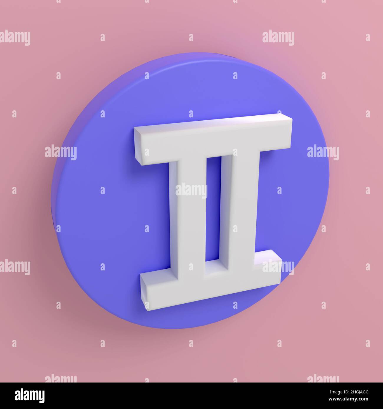 Three-dimensional icons of zodiac signs. The symbol is Gemini. White ...